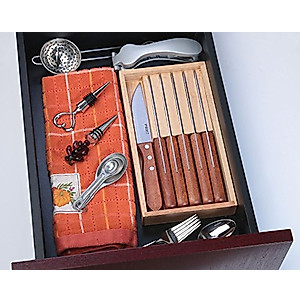 PBKay Wooden Steak Knife Set/Premium Stainless steel Knives with Rosewood Handle and Gift Box (set of 6)