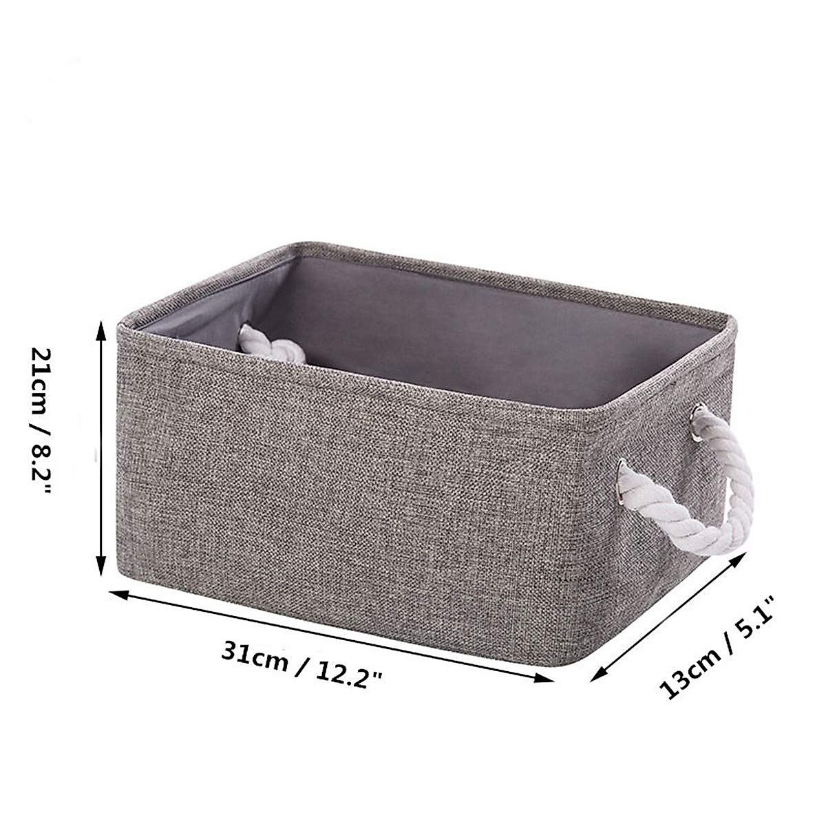 Basket Rope Storage Baskets, Flax Organizer Waterproof with Handles 16 x 12 x 8 Inches, Basket Storage of clothes toy and Daily Necessities