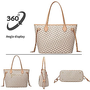 Lacel Urwebin Handbags for Women Designer Fashion Purses Top Handle Satchel Leather Shoulder Bags 2pcs with Small Wallet (White)