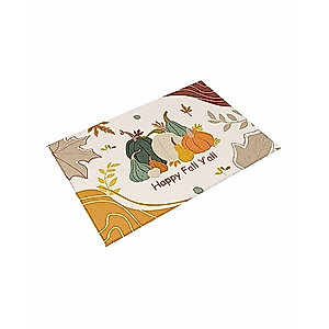 Fall Thanksgiving Outdoor Rug for Patio, Large Floor Mat Happy Y'all Boho Style Pumpkin Non Slip Area Rug Rubber Backing Quick Dry Clearance Carpet for Camping Rugs, Garden, Lawn, Deck, Porch, 6' x 9'