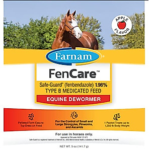 Farnam FenCare Safe-Guard (fenbendazole) 1.96% Type B Medicated Feed Equine Dewormer 5 Ounces