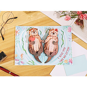 Liif Otter Half 3D Pop Up Anniversary Card For Wife, Husband, Couple, Funny Birthday Card - For Girlfriend, Boyfriend | With Message Note & Envelop | Size 7 x 5 Inch