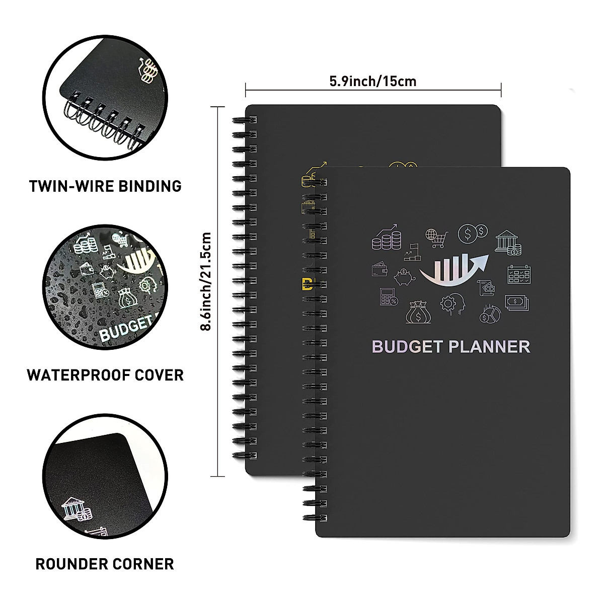 Budget Planner - Monthly Finance Organizer with Expense Tracker Notebook to Manage Your Money Effectively, Undated Finance Planner/Account Book, Start Anytimem,A5(8.6x5.9 inchs),100gsm Paper - Golden