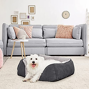 Siooko Small Dog Beds for Small Dogs Machine Washable Rectangle Puppy Bed with Anti-Slip Bottom, Soft Sleeping Pet Bed Durable (20'', Grey)