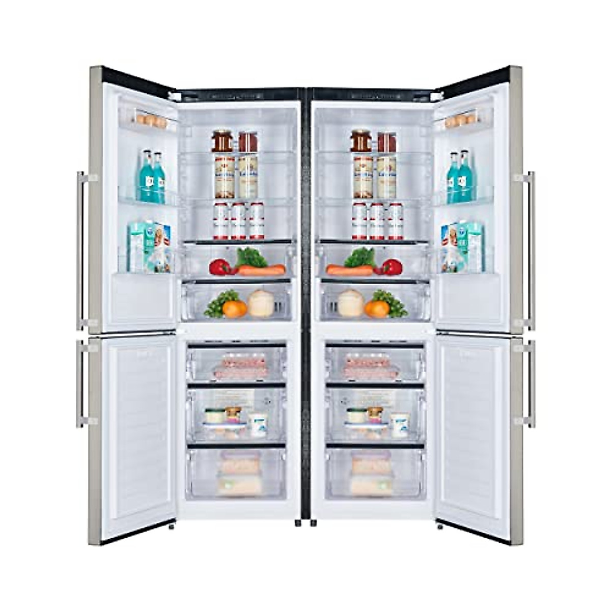 Forno Freestanding 48 Inch Side by Side Bottom Mount Freezer Refrigerator with 22.2 Cubic Ft. Total Capacity - Stainless Steel No Frost Fridge with Adjustable Shelves and and Child Safety Lock