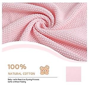 TRENDSTITCH 100% Cotton Baby Blanket Knit Soft Warm Lace Toddler Newborn Nursery Blanket,30 x 40 Inches, Light Pink