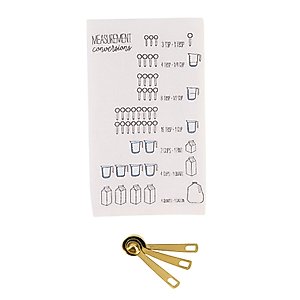 Mud Pie Measuring Spoon and Dish Towel, 2 Piece Set (Measurement Conversion)