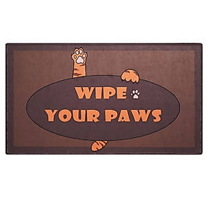 Wipe Your Paws Decorative Welcome Doormats, Non-Slip Cat Claw Door Mat for Indoor Outdoor Home Garden Decoration, Durable Rug,Pet Low-Profile Funny Doormat Entryway Front Porch Decor, 30" x 17"
