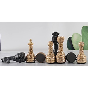 Radicaln Marble Chess Pieces Black and Coral 3.5 Inch King Figures Handmade 32 Chess Figures - Suitable for 16-20 Inch Chess Game - Board Games