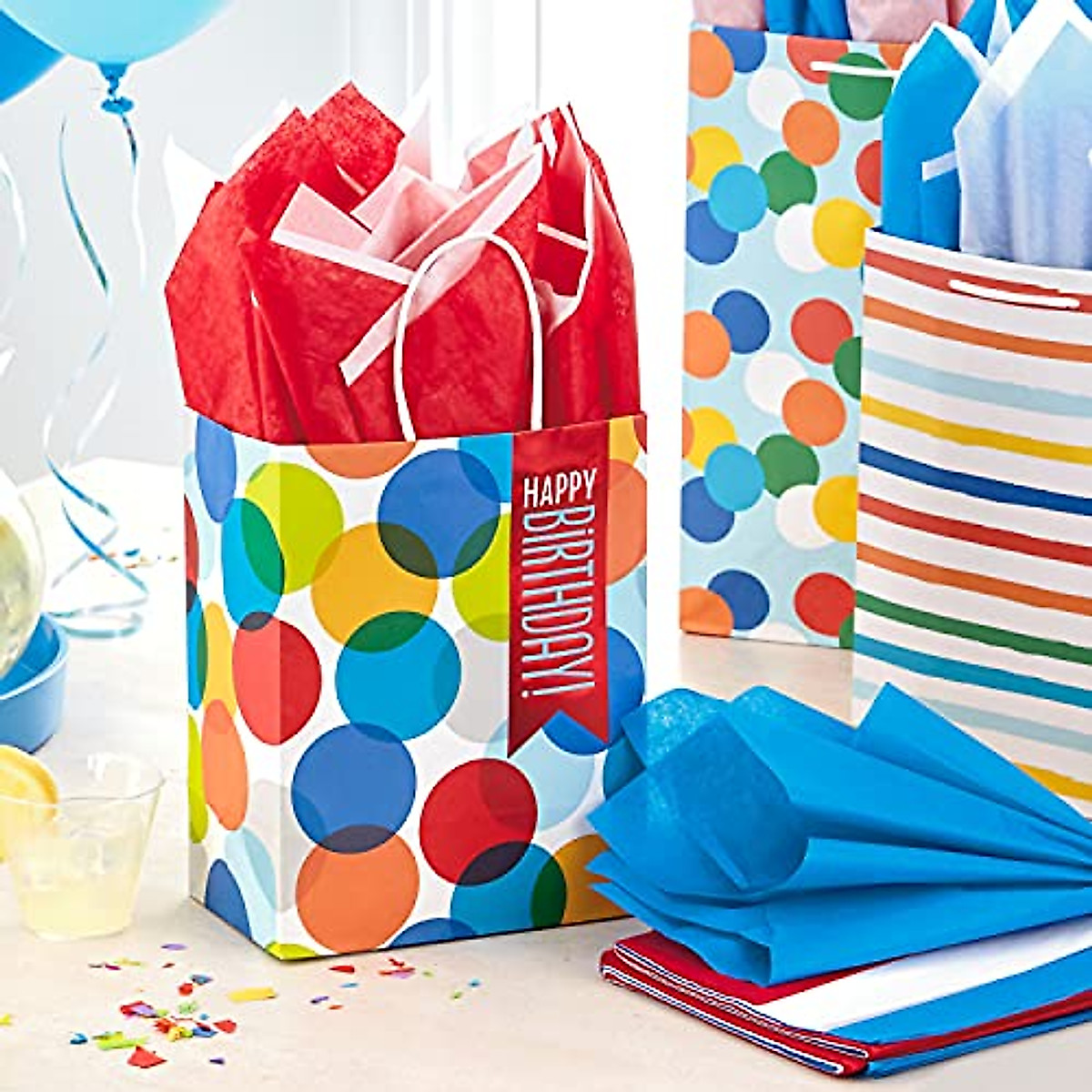 Hallmark Red, White and Blue Bulk Tissue Paper for Gift Wrapping (120 Sheets) for Gift Bags, Birthdays, Graduations, Fourth of July, Christmas, Hanukkah