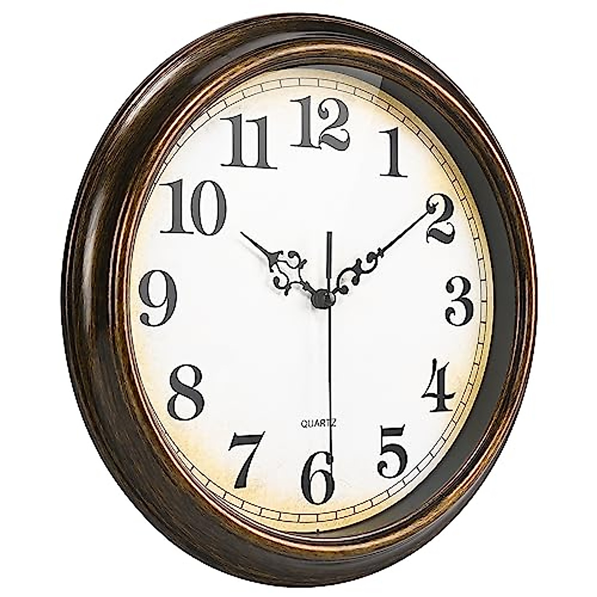 Yoiolclc Wall Clock Battery Operated Silent Non-Ticking Vintage Wall Clocks for Kitchen, School, Living Room (12Inch, Bronze)