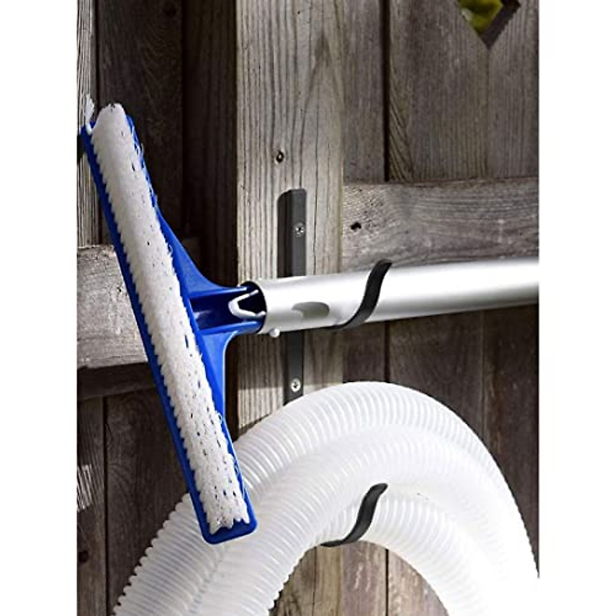 Pool Pole Hanger Aluminum Alloy Brushes Hooks Garden Tool Hooks Swimming Pool Pole Hanger Telescopic Poles Holder Swimming Accessories - Black 4PCS.