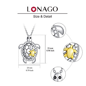 Sea Turtle Cremation Urn Necklace for Ashes Sterling Silver Keepsake Hair Memorial Pendant Locket Mother & Child Turtle Jewelry for Women Mom