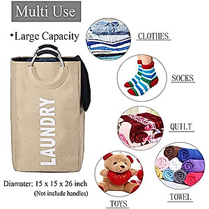 FROPACKZO 45L Collapsible Storage Laundry Hamper Folding Laundry Baskets laundry bag, With Metal handle, Bedroom Storage Toys Clothing Organization (Color : Beige)