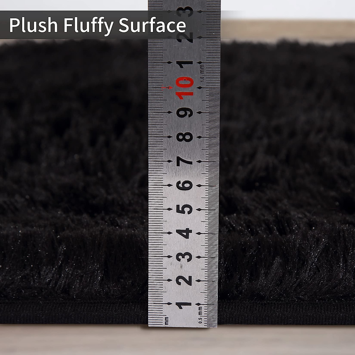 GlowSol Shaggy Area Rug 9×12 Large Fluffy Rugs Shaggy Rug for Living Room Thick Furry Rugs Ultra Soft Fuzzy Rug Non Slip Faux Fur Area Rug, Black 9x12