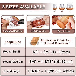 Chair Leg Floor Protectors Chair Leg Protectors for Hardwood Floors Felt Silicone Caps Strengthen Bottom Protection Non Slip Reduce Noise 32 Pack Clear Round Large Fit 1-3/16" ~ 1-5/8" (30~40mm)