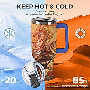 Phoenixs Chicken 40 Oz Car Cup Stainless Steel Travel Mug Leak-Proof Insulated Tumbler with Handle Deep Blue-style