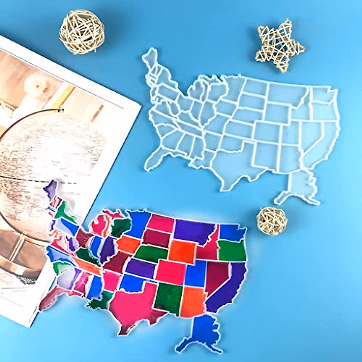 Silicone Jewelry Tray Epoxy Resin Casting Mold US Map Mat Teapot Mat Tray Mold for Jewelry Making Table Wine Tray Resin Silicone molds for Jewelry