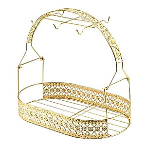 Operitacx Coffee Mug Holder with Saucer Organizer Cup Drying Rack 6 Cup Hooks Drainer Organizer Mug Tree Drinking Glass Holder Stand Mug Drainer Tray for Cups Mugs Cup Stand