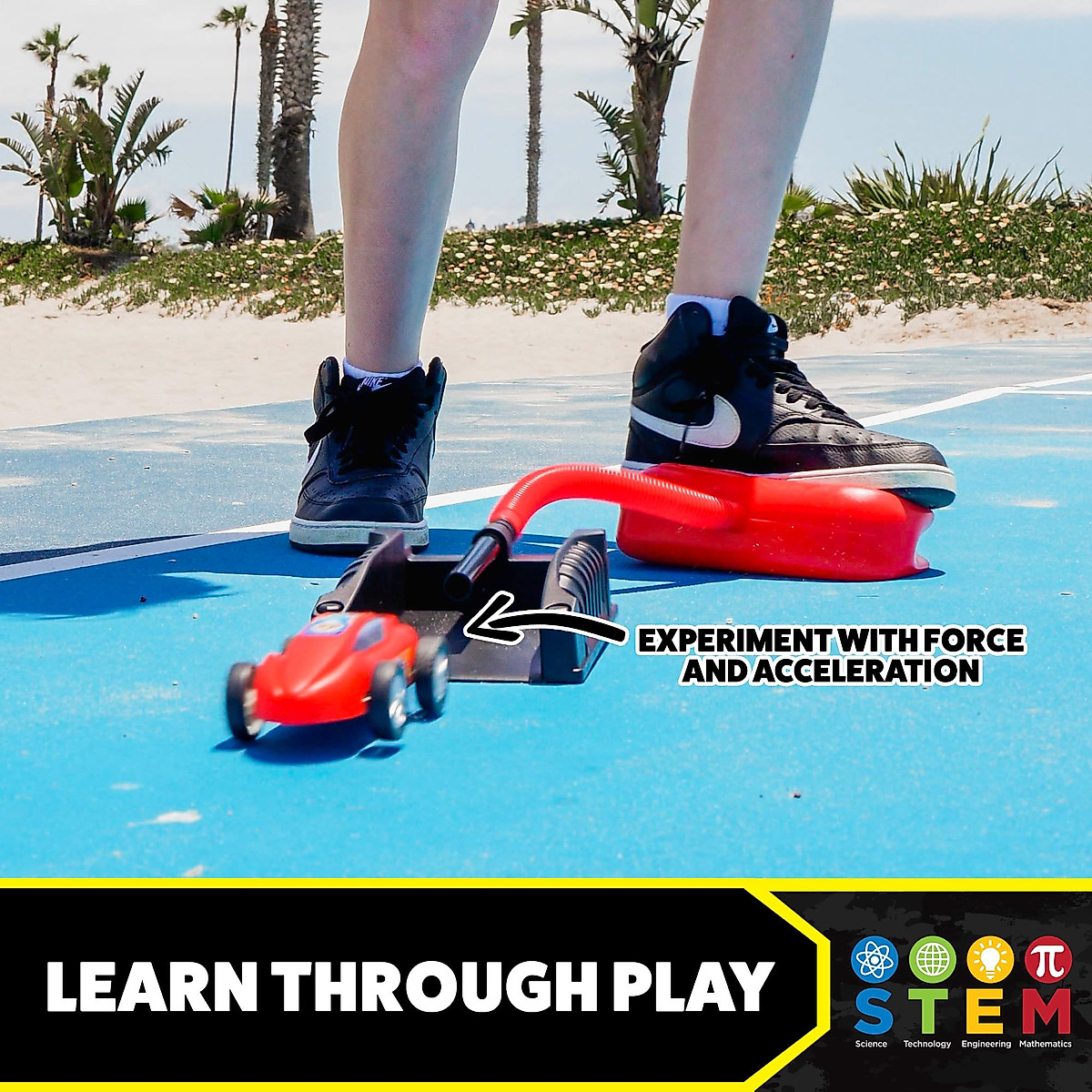 Stomp Racers Air Powered Race Cars by Stomp Rocket, 2 Car Racer Pack - Dueling Stomp Racers Toy Car Launcher - Fun Backyard & Outdoor Multi-Player Kids Toys Gifts for Boys, Girls & Toddlers