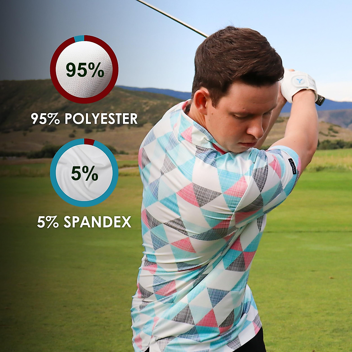 YATTA GOLF Athletic Performance Golf Shirt for Men - (Large) - Dry-fit Comfort, Moisture Wicking, 4-Way Stretch, Short Sleeve Casual Polo Shirt