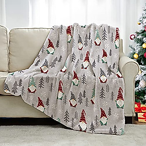 Cozy Bliss Gnome Throw Blanket Xmas Gnome Pattern Warm Luxury Milky Plush Throw Blanket, Ultra Soft & Lightweight Textured Throw Blanket for Couch, Sofa and Bed (Xmas Gnome, 60" x 80")