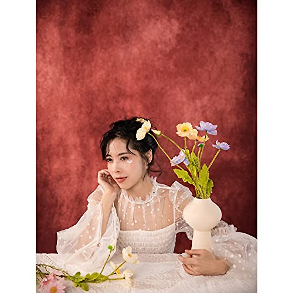 Kate 5x7ft/1.5x2.2m Red Abstract Backdrop Retro Dark Red Texture Portrait Photography Backgrounds Studio Props