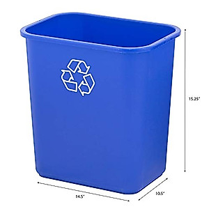 United Solutions 7 Gallon / 28 Quart Space Saving Recycling Bin, Fits Under Desk and Small, Narrow Spaces in Commercial, Kitchen, Home Office, and Dorm, Easy to Clean, (Pack of 2), Recycle Blue
