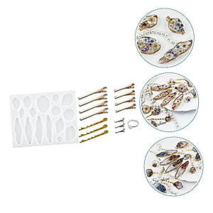 COHEALI 1 Set Crystal Hair Clips Stencils for Crafts Resin Tray Molds Resin Hair Clip Mold Hairpin Casting Molds Hairpin Mold Pendant Epoxy Resin Jewelry Irregular Silica Gel