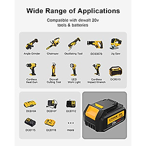 TeenPower Replacement for Dewalt 20V Battery 6000mAh 2/pk Compatible with Dewalt 20v max Battery DCB205 DCB206 DCB204 DCB200 DCB203 DCB201