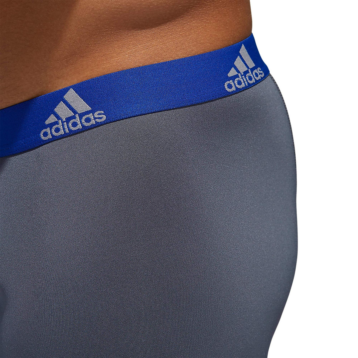 adidas Men's Microfiber Boxer Brief Underwear, Athletic fit (3-Pack), Onix Grey/Black/Collegiate Royal Blue/Performance, Large