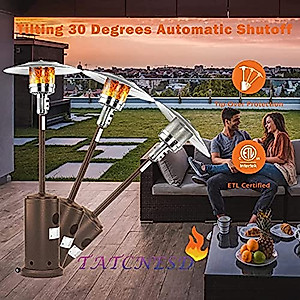 Patio Heater Propane with Cover - Outdoor Heaters For Patio Propane Heater Floor Standing with Wheels - Commercial Stainless Steel Gas Space Heaters for Outside Tent Camping, Porch, Pool and Garden