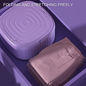 Foldable Mini Small Portable Washer Washing Machine Folding Washing Machine Bucket Washer for Clothes Laundry for Apartment Laundry Camping RV Travel Underwear Socks Clothes 9L Purple