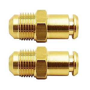 MENSI 3/8" Male Flare X 0.55" Slotted Nut Orifice Nozzle Adapter for 1lb Propane Camper Grill Convert to 20-100lbs Tank Regulator Hose 2 Packs