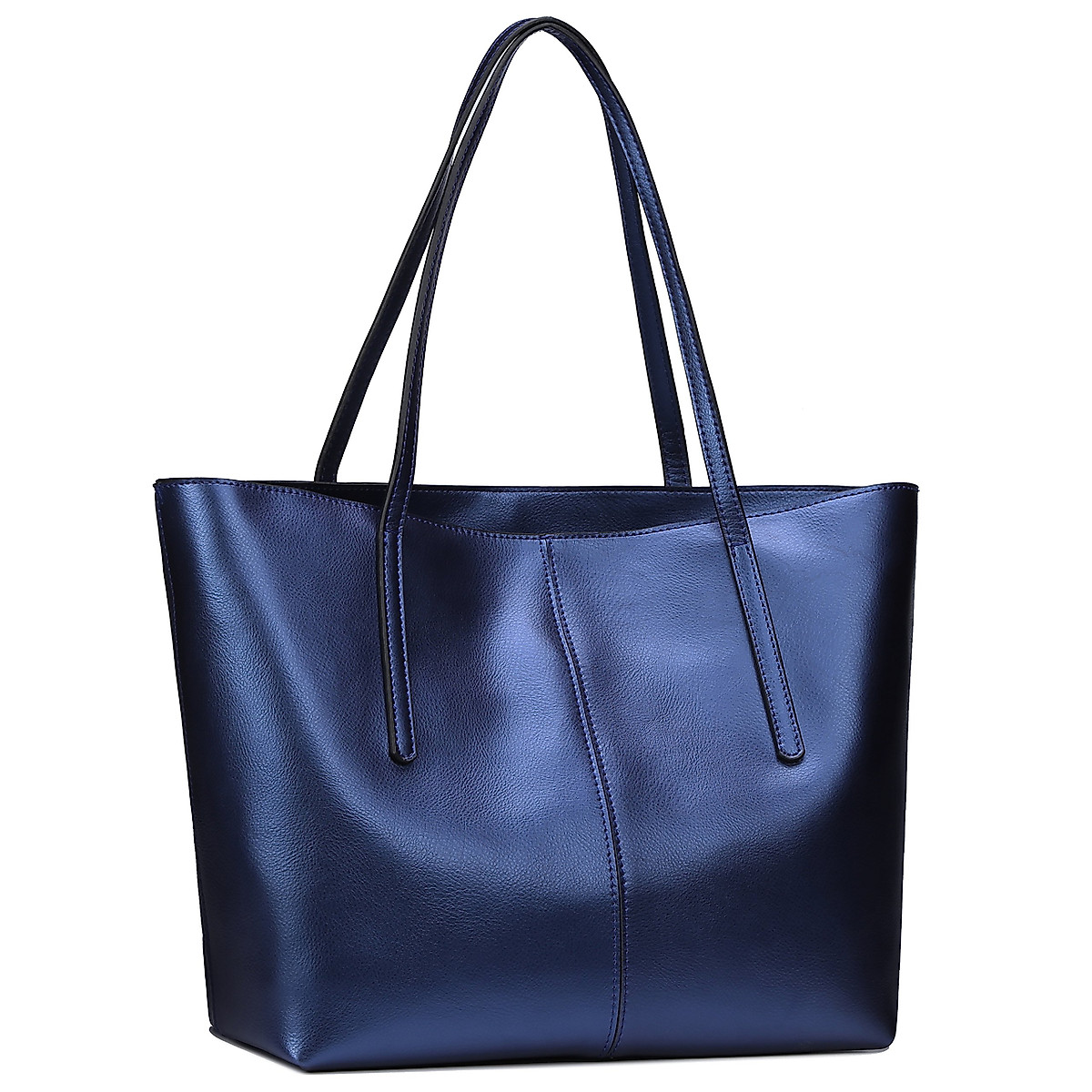 Covelin Women's Handbag Genuine Leather Tote Shoulder Bags Soft Hot Blue