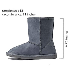 REDVOLUTION New Kids Classic Snow Boots Faux Fur Midcalf Outdoor Boots (Big Kid) (430 Grey, numeric_4)