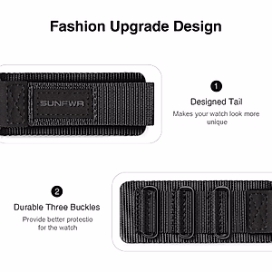 SUNFWR Compatible with Apple Watch Band 49mm 46mm 45mm 44mm 42mm, Rugged Velcro Straps for iWatch Ultra Series 10/9/8/7/6/5/4/3/2/1/SE, Tough Apple Watch Replacement Bands for Men Women
