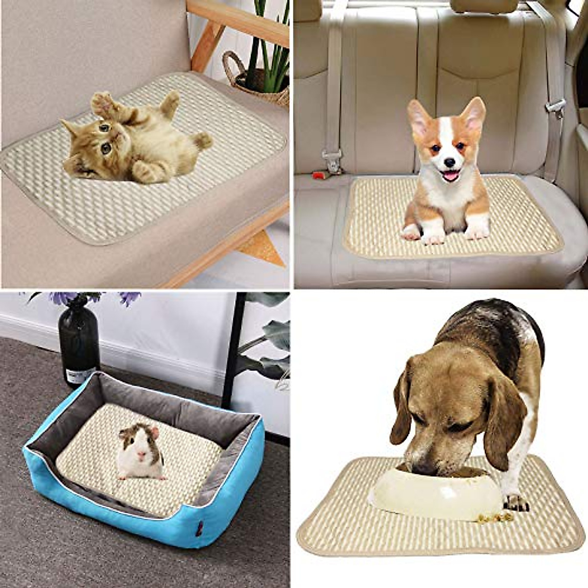 kathson Guinea Pig Cage Liner, 4 Pack Bedding Pads Washable Absorbent Reusable Waterproof Mats for Guinea Pig Rabbit Bunny Hamster Cat Puppy Small Animals