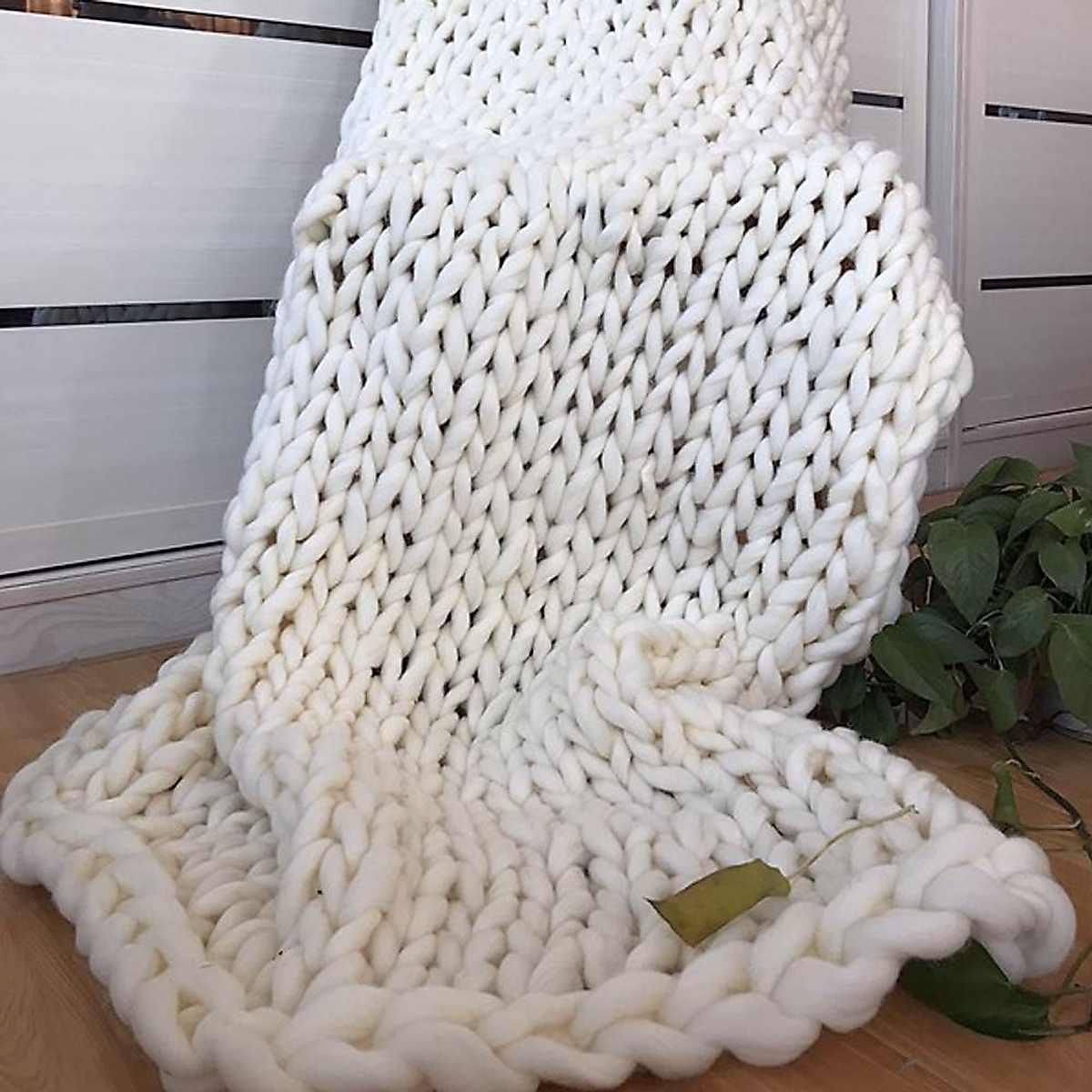 TYTOGE Blanket Blanket Throw, Cozy Chunky Knitted Blanket Handmade Yarn Pet Bed Chair Sofa Blanket Home Decor Gift (E)