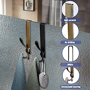 Braxen Shower Door Hooks 2-Pack - Stainless Steel Shower Towel Hook, Durable Shower Hooks for Towels, Rustproof Hanger for Frameless Glass Doors, black&bronze
