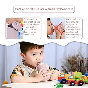 JOYIT Silicone Open Straw Cups for Toddlers | Open Cup for Baby 6 oz | Baby Training Cup (Princess-Pale Mauve)