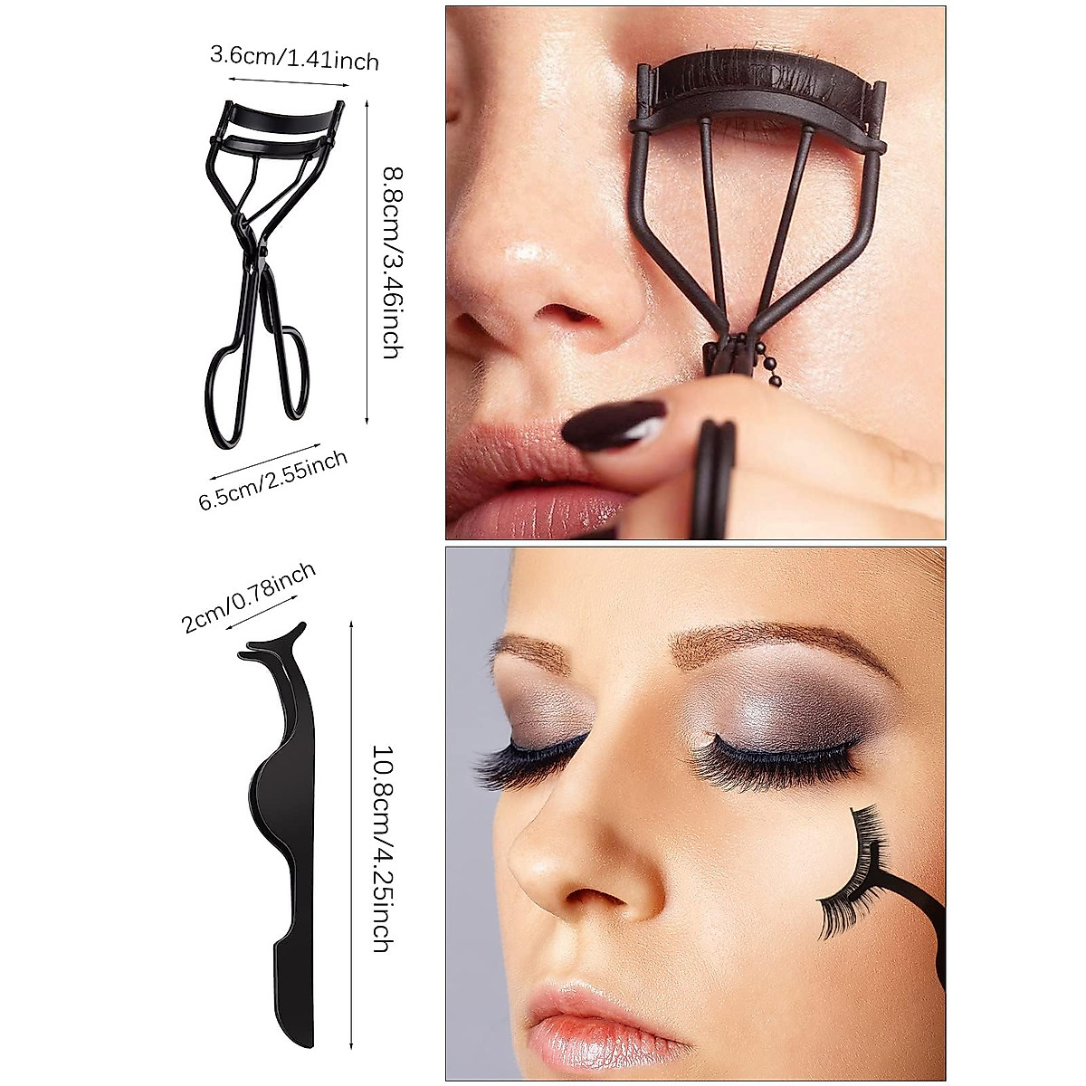 EBANKU 7pcs Eyelash Comb Brush Tools Eyebrow Brush Comb Eyelash Separator Tool Professional Eye Brow Spoolie Brushes for Makeup Grooming Eyelash Curler Silicone Refill Pads Tweezers Scissors