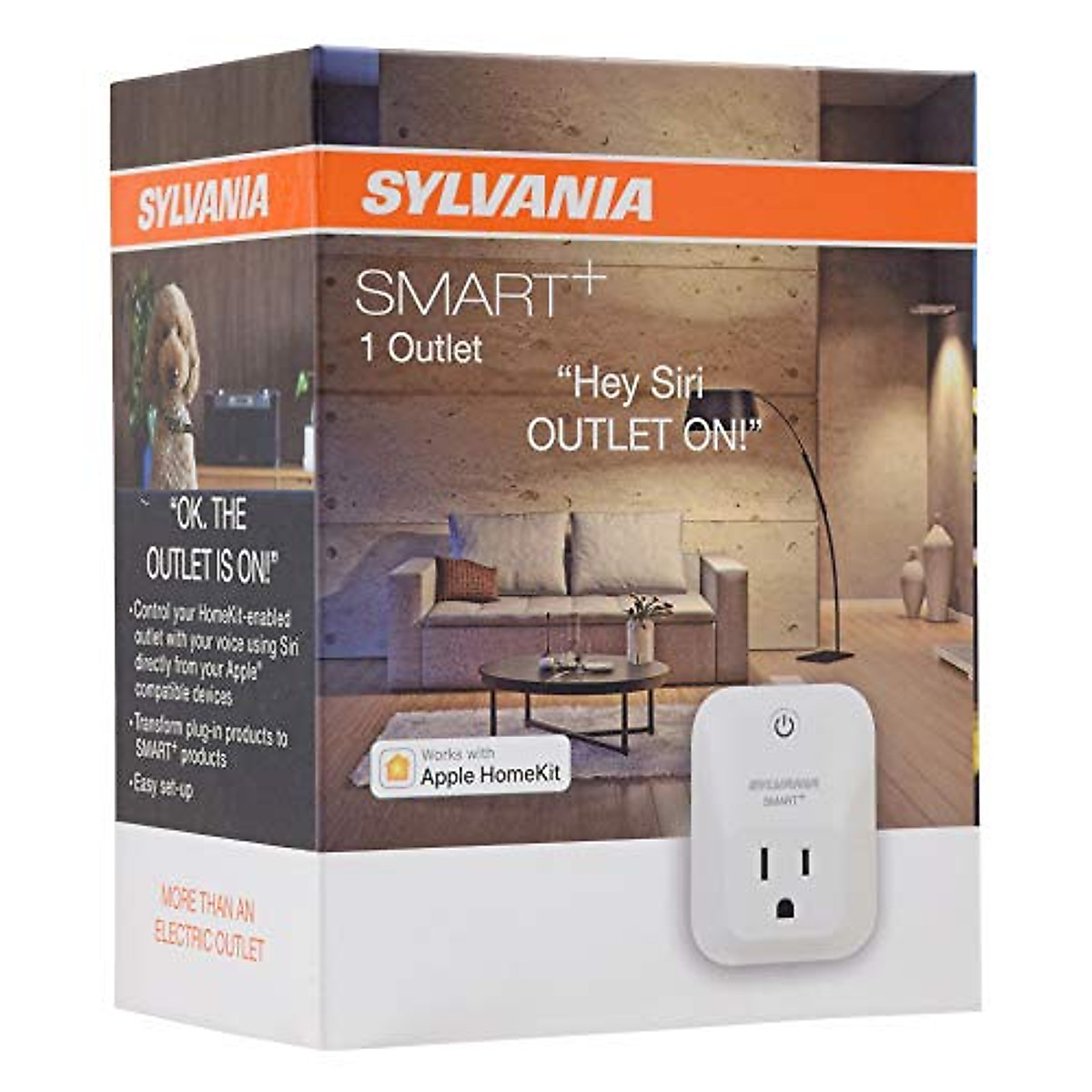 SYLVANIA Smart Bluetooth Smart Plug, Works with Apple HomeKit and Siri Voice Control, No Hub Required, White - 1 Pack (74582)