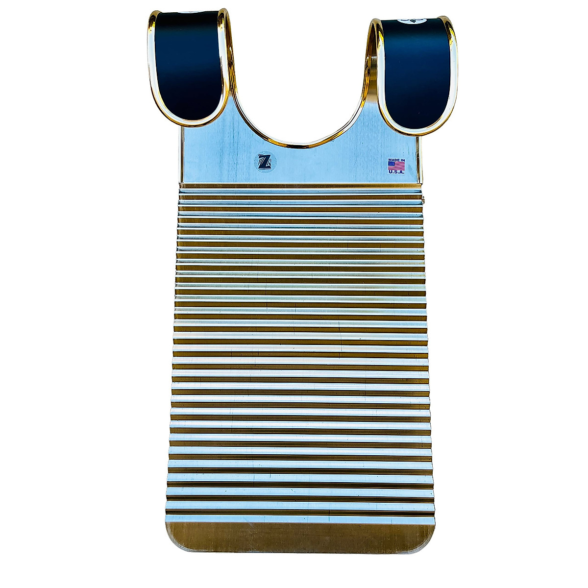 Zydeco Washboard "BLACK & GOLD" Key of Z Rubboards Frottoir Scrubboard Percussion Instrument Free Scratchers Handmade Louisiana Made By Tee Don Authentic Original