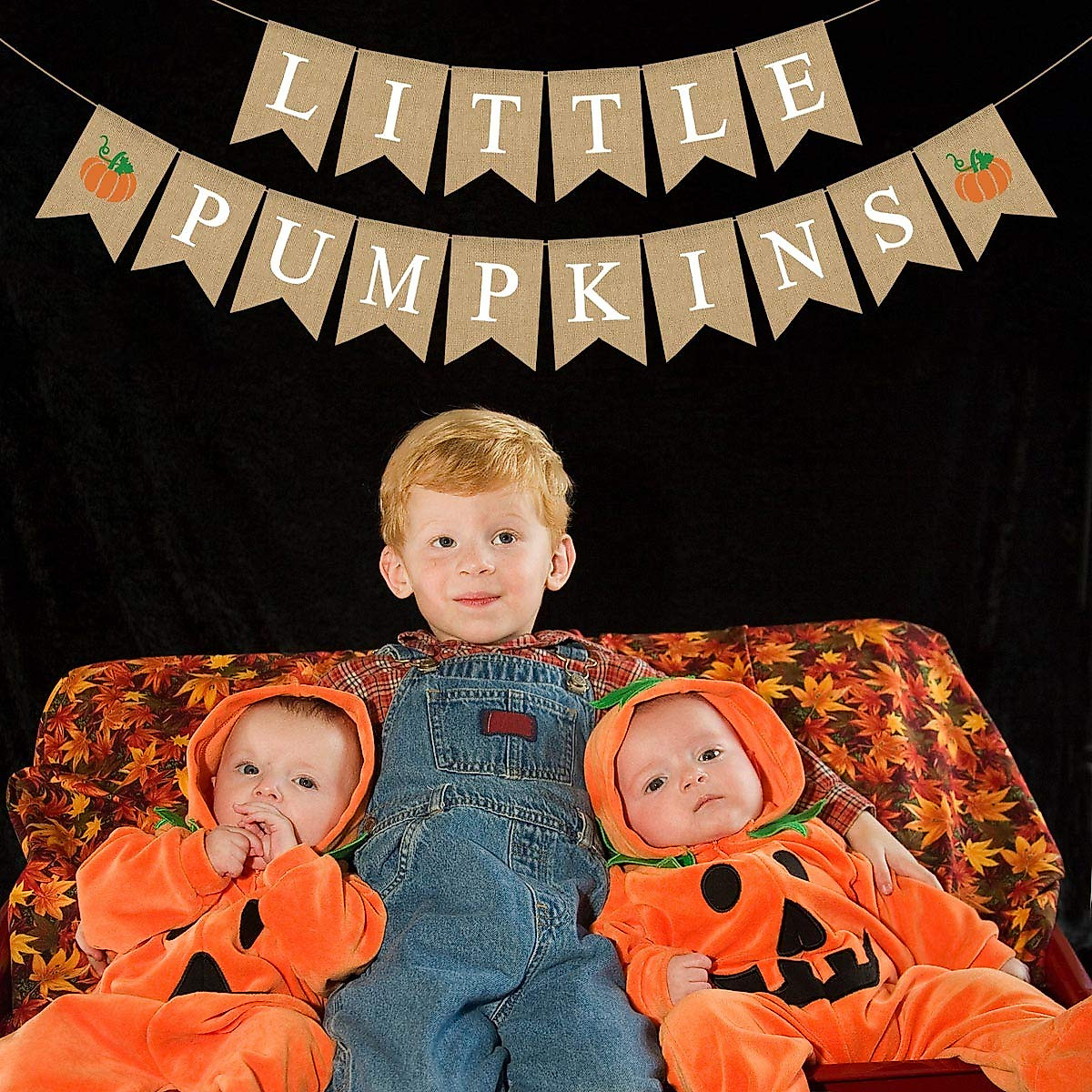 Jute Burlap Little Pumpkins Banner Fall Twins Baby Shower Gender Reveal Party Garland Decoration