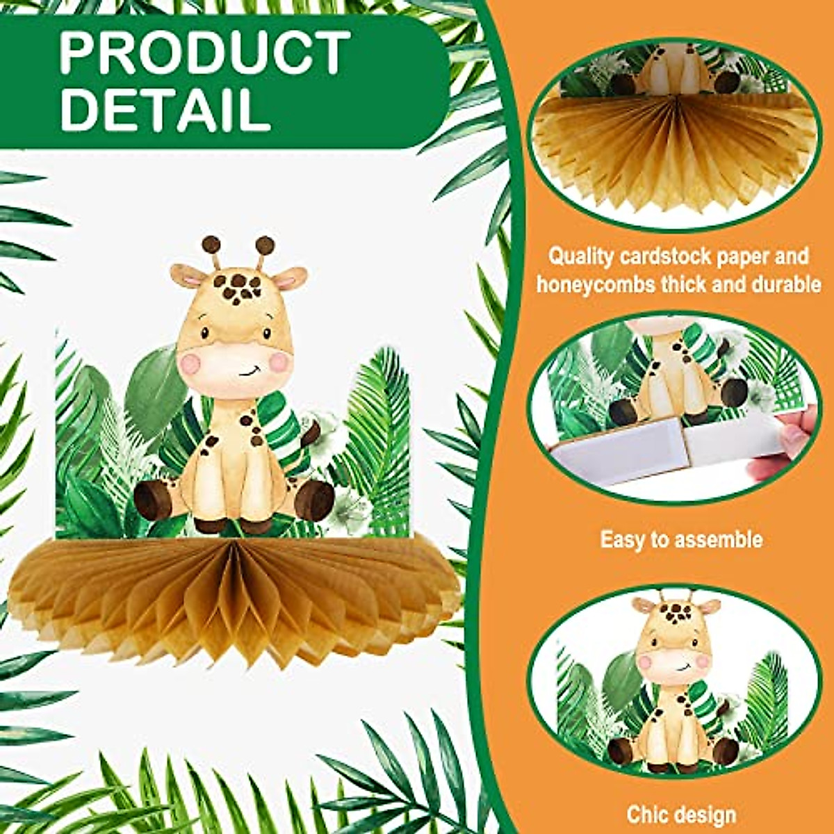 9 Pcs Baby Jungle Animals Honeycomb Centerpieces Sage Green Baby Shower Decorations Jungle Themed Birthday Party Supplies for Boys Kids Baby Shower Nursery Wild Party Supplies