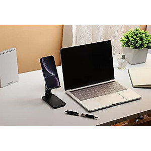 Adjustable Cell Phone Stand, Angle Height Adjustable, Foldable Desk Cell Phone Stand Holder, Phone Dock Cradle Compatible with All Mobile Phones, iPhone, Switch, iPad, Tablet (Black)
