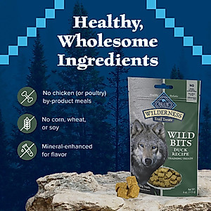 Blue Buffalo Wilderness Wild Bits Soft & Chewy Training Treats for Dogs, Grain-Free, Duck Recipe, 4-oz. Bag