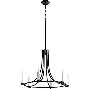Quorum 696-6-69 Transitional Six Light Chandelier from Olympus Collection in Black Finish,