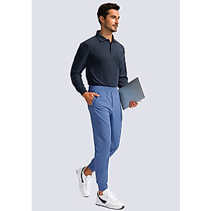 G Gradual Men's Golf Joggers Pants with Zipper Pockets Stretch Sweatpants Slim Fit Track Pants Joggers for Men Work Running (Slate Blue, XXL)
